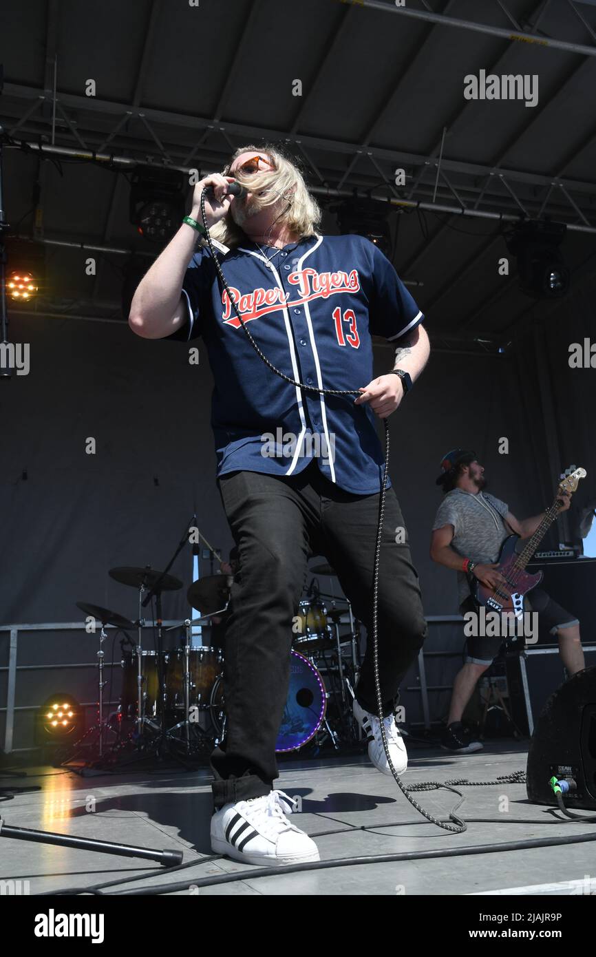 Singer Michael Medlock is shown performing on stage during a live ...