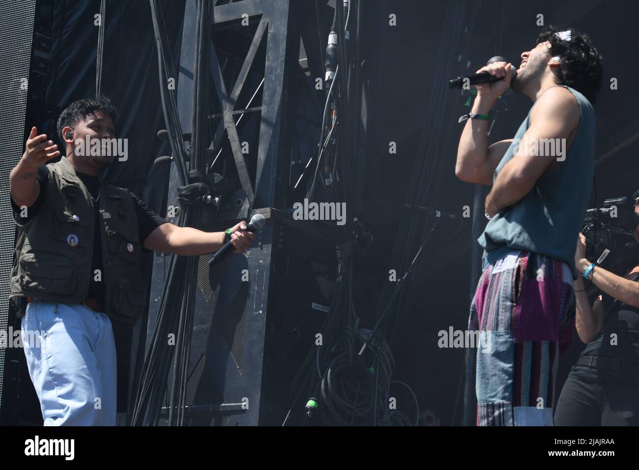 The Peach Tree Rascals are shown performing on stage during a live ...