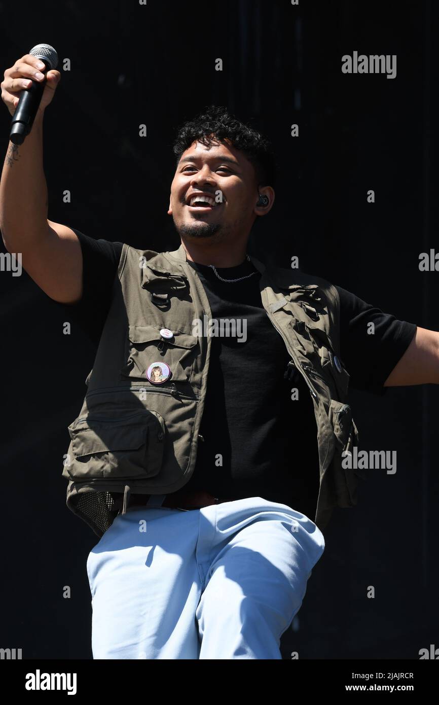 Singer Tarrek Abdel-Khaliq is shown performing on stage during a live ...