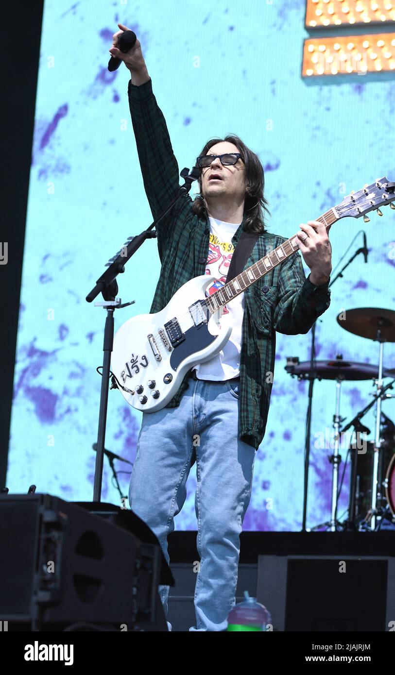 Singer, songwriter and guitarist Rivers Cuomo is shown performing on ...