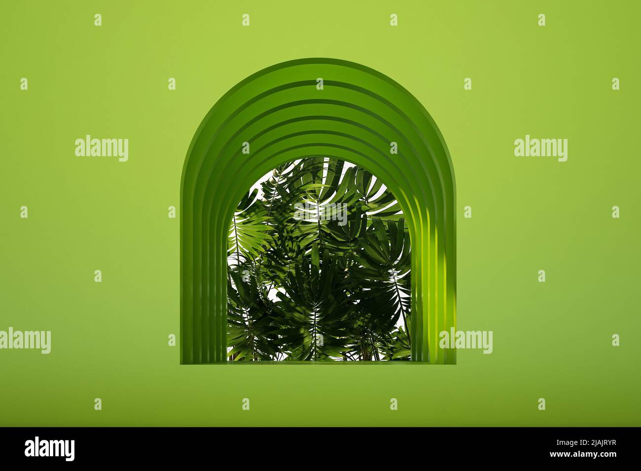 Lime green 3d arch background, with podium and minimal product display ...