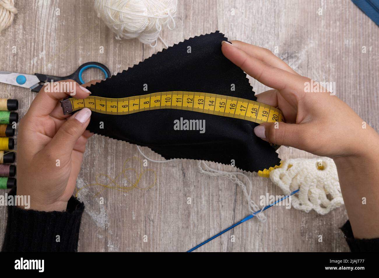measuring with tape measure piece of fabric background materials for ...