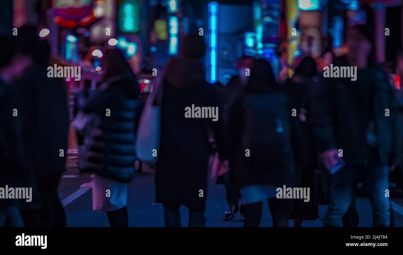 A night timelapse of the neon street at the downtown in Shinjuku Tokyo ...