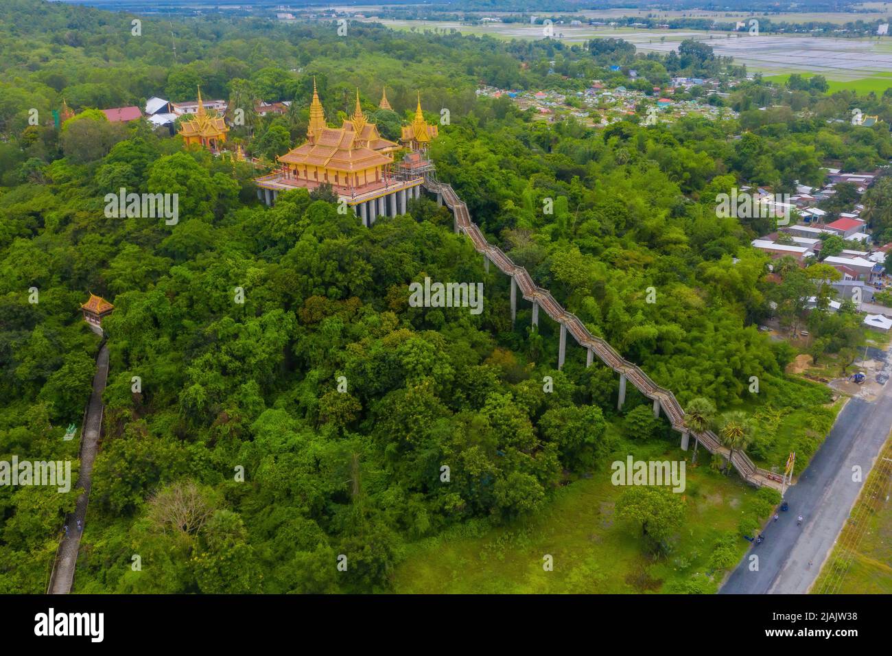 view of Ta Pa pagoda in Ta Pa hill, Tri Ton town, one of the most ...
