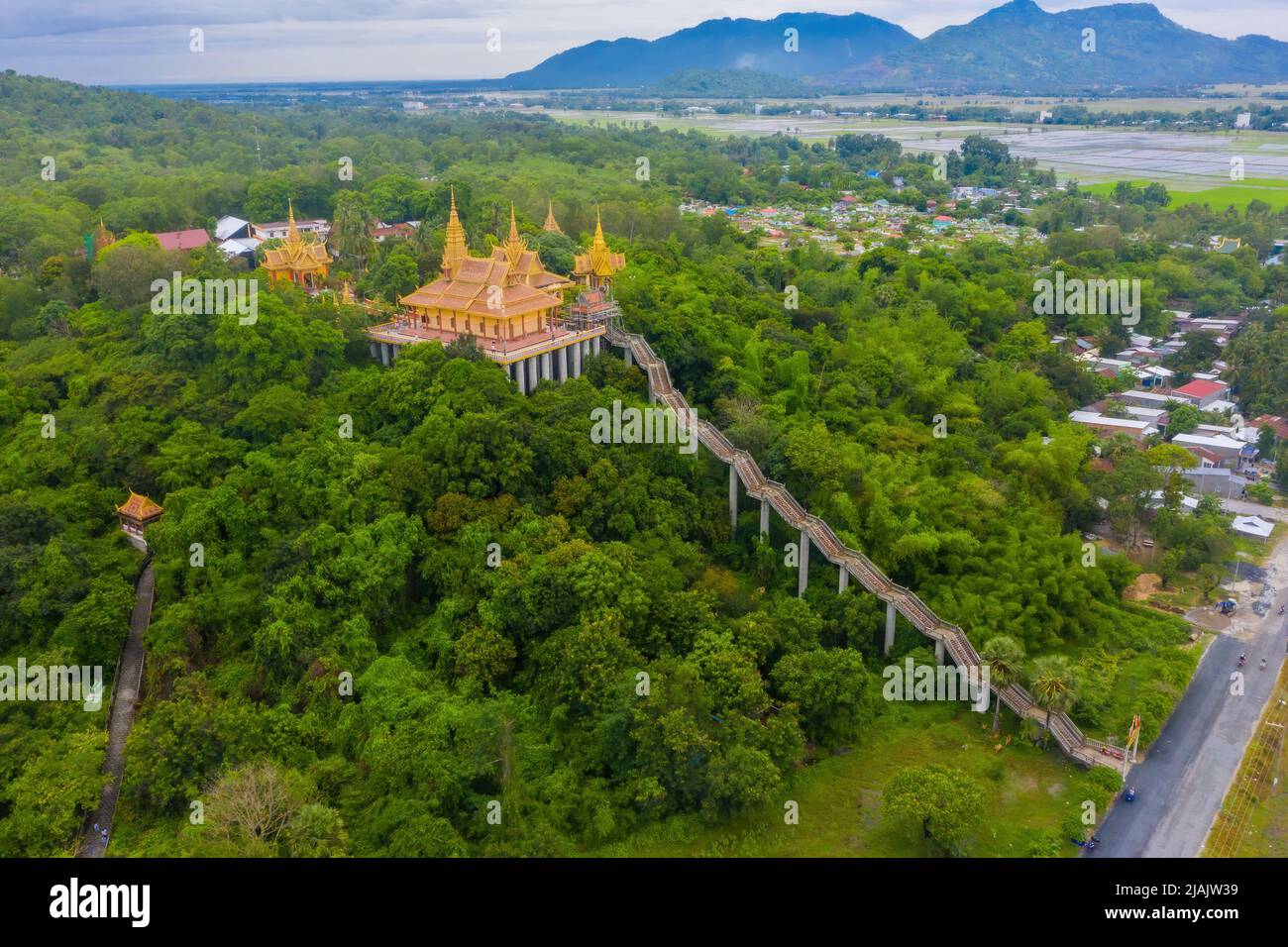 view of Ta Pa pagoda in Ta Pa hill, Tri Ton town, one of the most ...