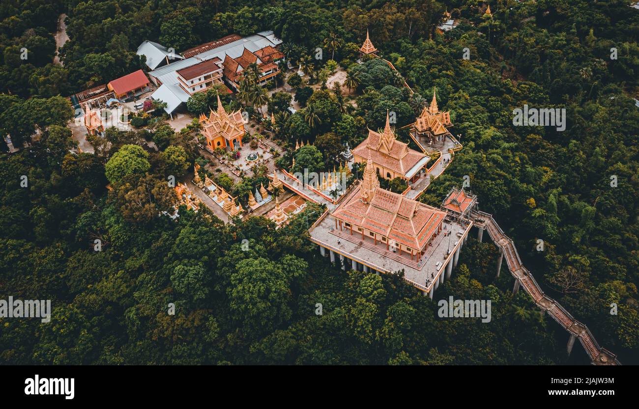 view of Ta Pa pagoda in Ta Pa hill, Tri Ton town, one of the most ...