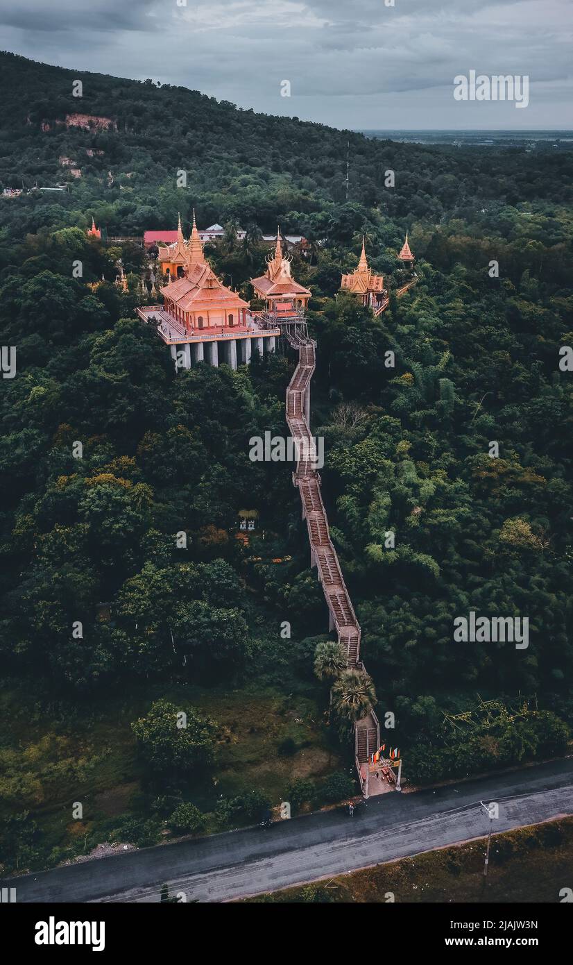 view of Ta Pa pagoda in Ta Pa hill, Tri Ton town, one of the most ...