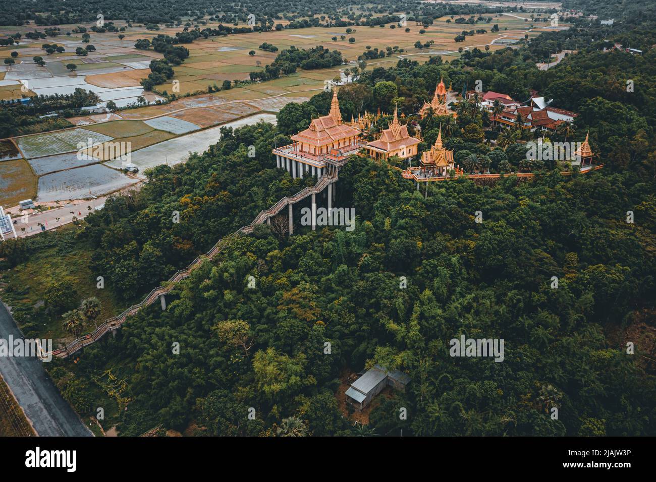 view of Ta Pa pagoda in Ta Pa hill, Tri Ton town, one of the most ...