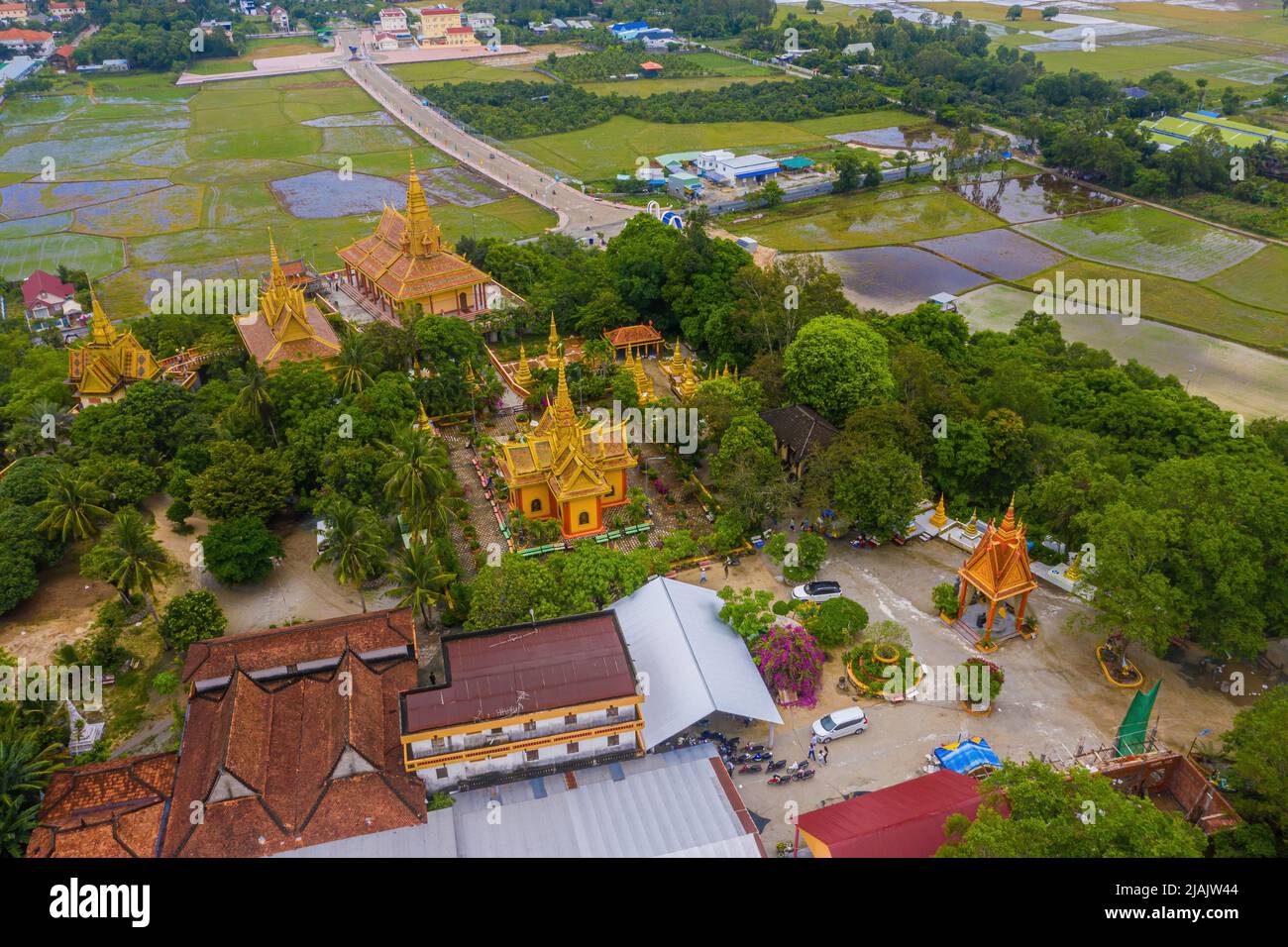 view of Ta Pa pagoda in Ta Pa hill, Tri Ton town, one of the most ...