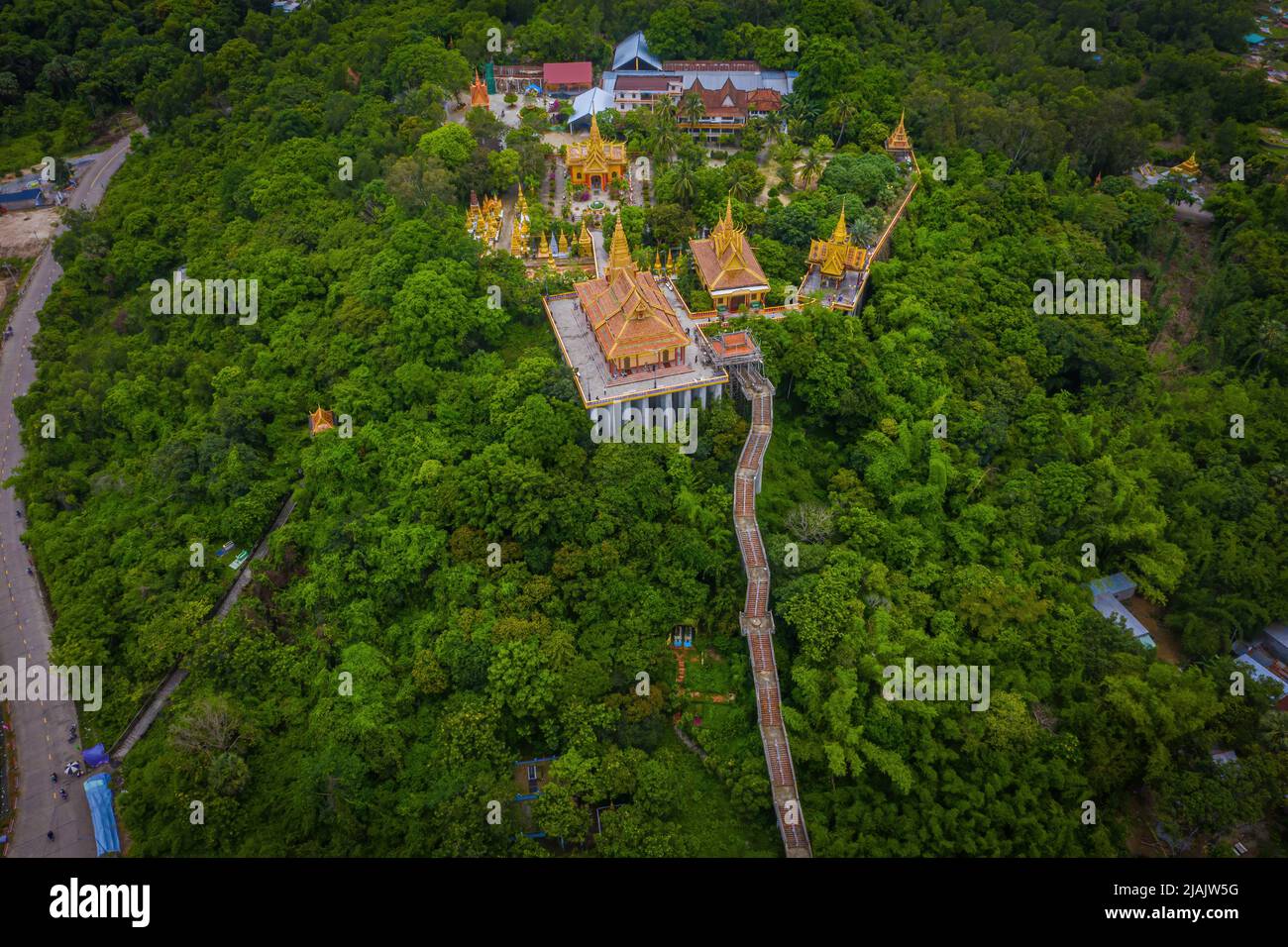 view of Ta Pa pagoda in Ta Pa hill, Tri Ton town, one of the most ...