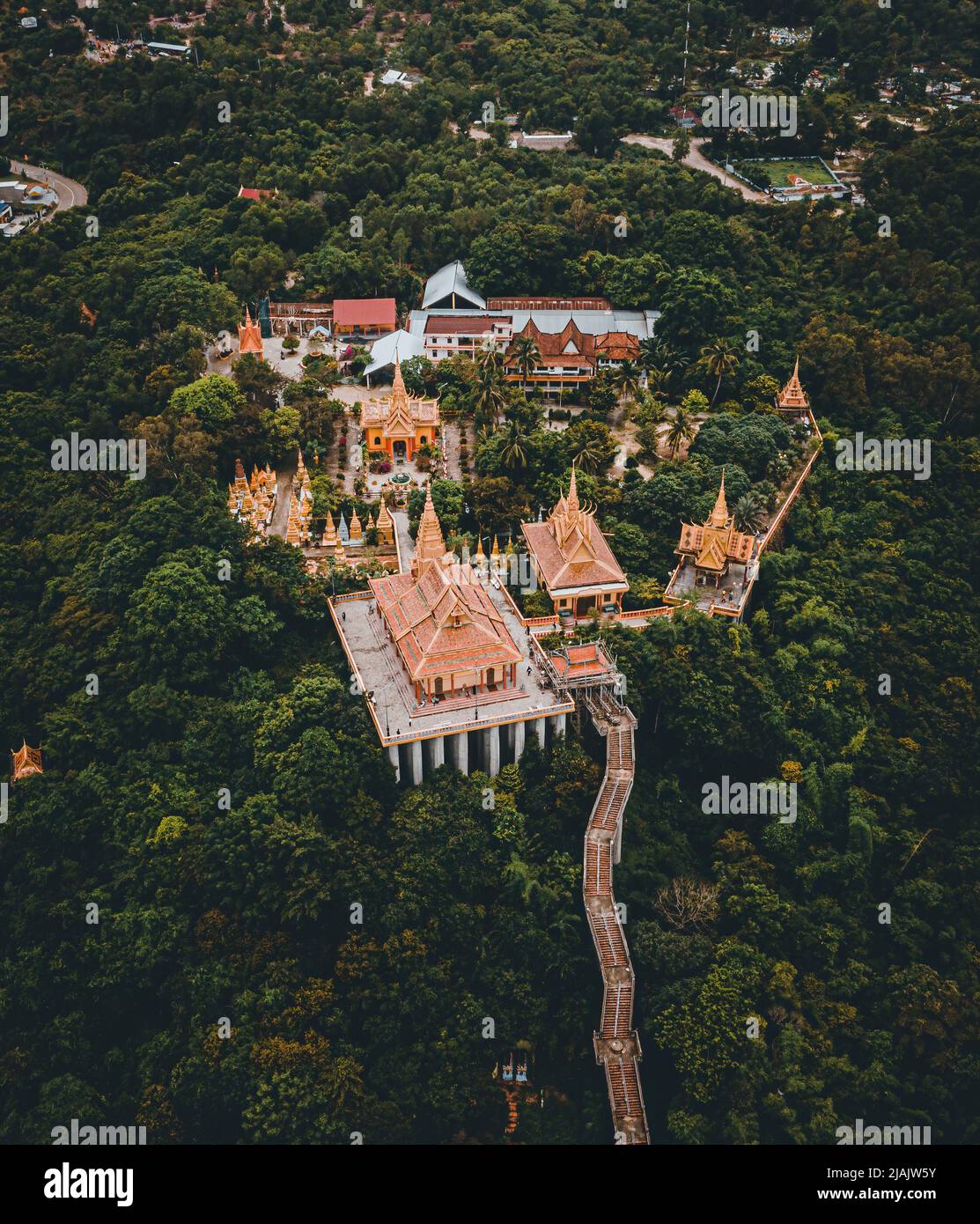 view of Ta Pa pagoda in Ta Pa hill, Tri Ton town, one of the most ...