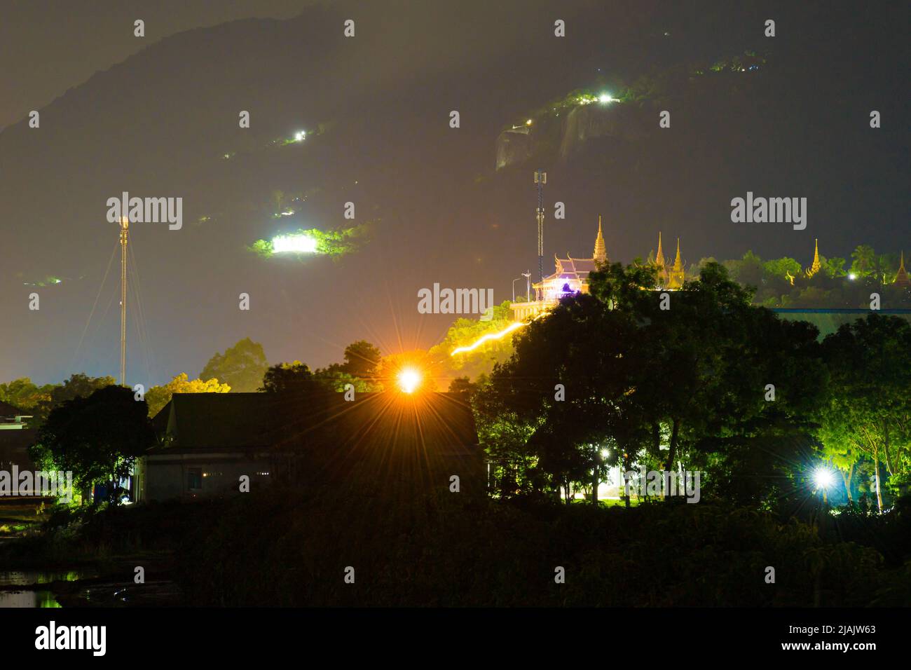 view of Ta Pa pagoda in Ta Pa hill, Tri Ton town, one of the most ...