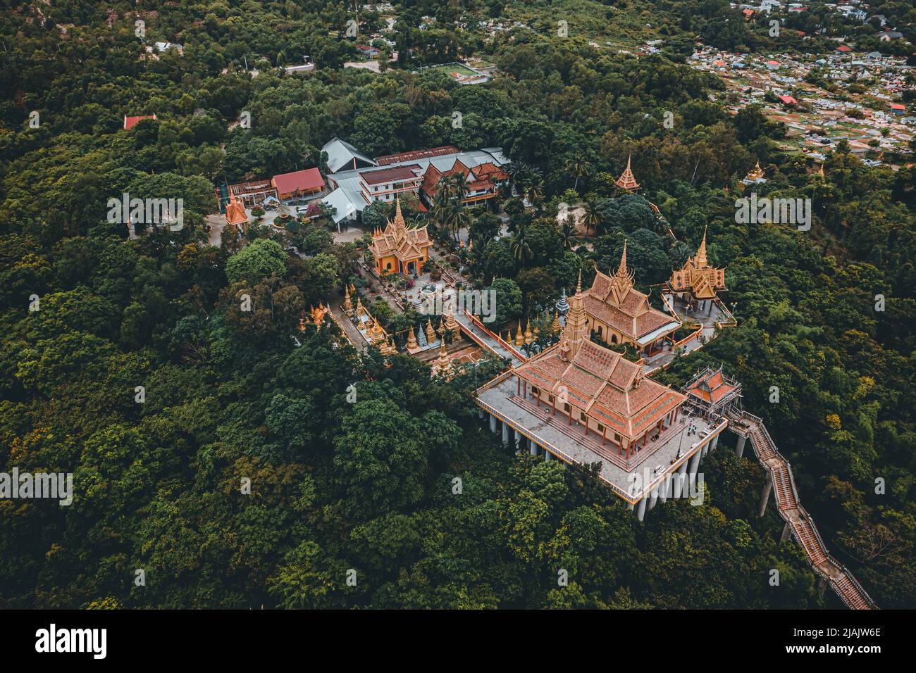 view of Ta Pa pagoda in Ta Pa hill, Tri Ton town, one of the most ...