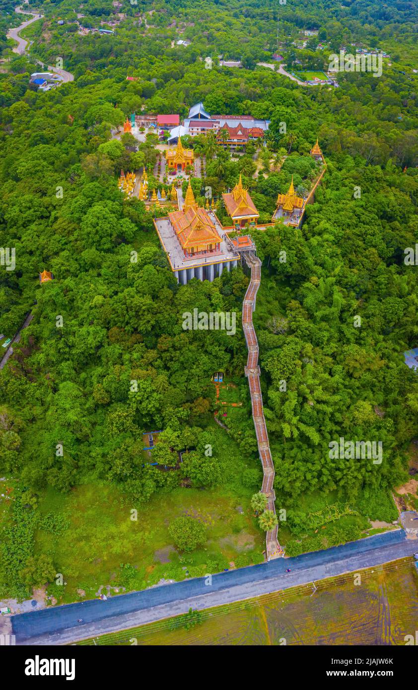 view of Ta Pa pagoda in Ta Pa hill, Tri Ton town, one of the most ...