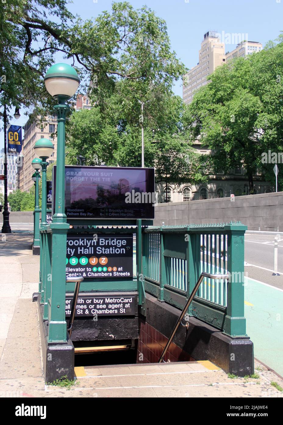 Subway entrance of the Brooklyn Bridge-City Hall Station, in Lower ...