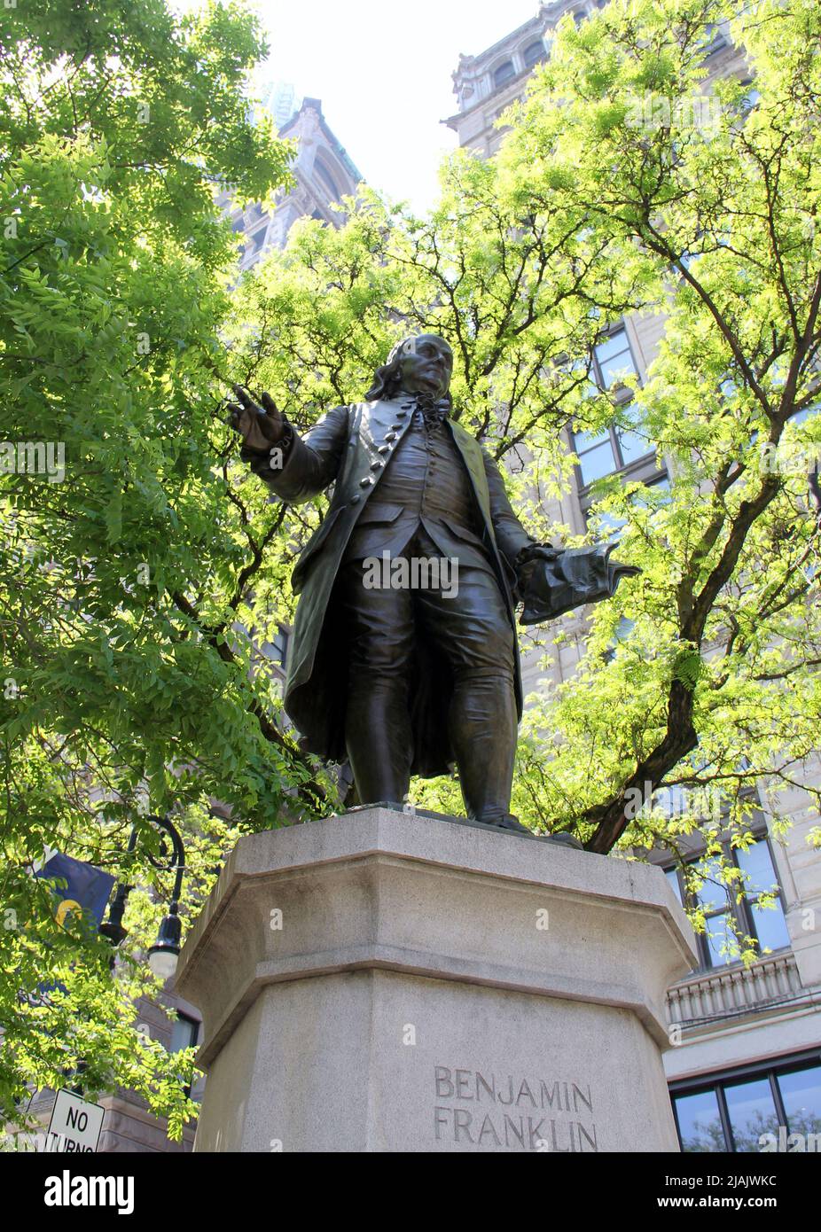 Statue of Benjamin Franklin, at the intersection of Park Row and the ...