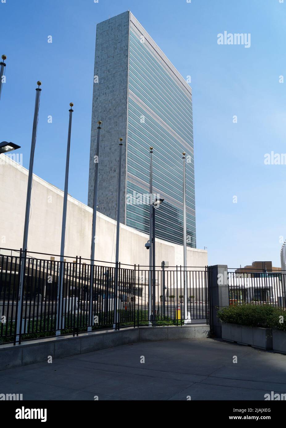 United Nations Building, gate to the campus from United Nations Plaza ...