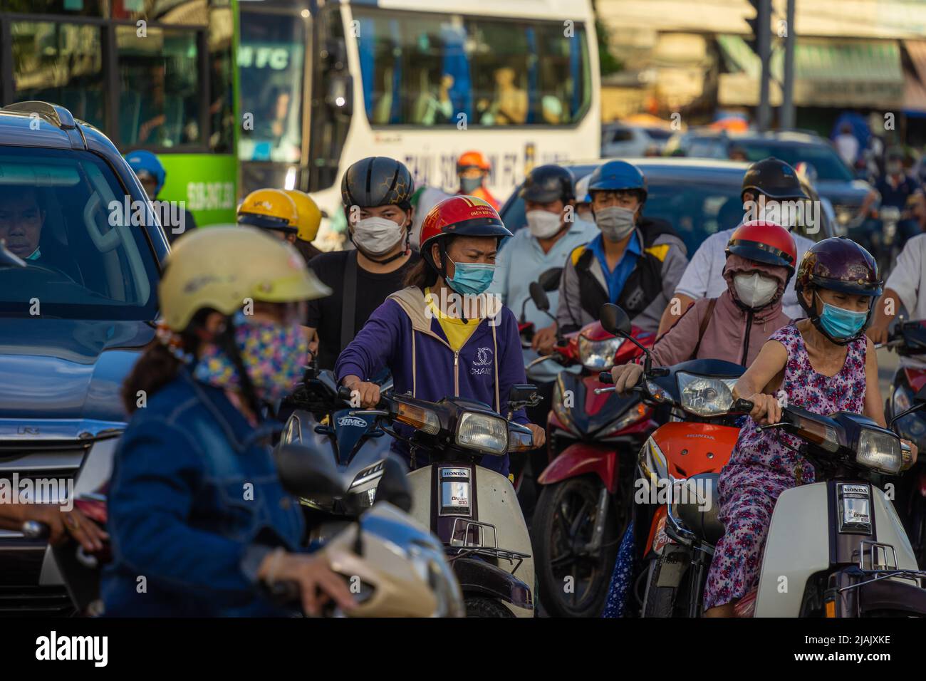Ho Chi Minh city, Vietnam - 15 Feb 2022: Busy traffic jam during ...