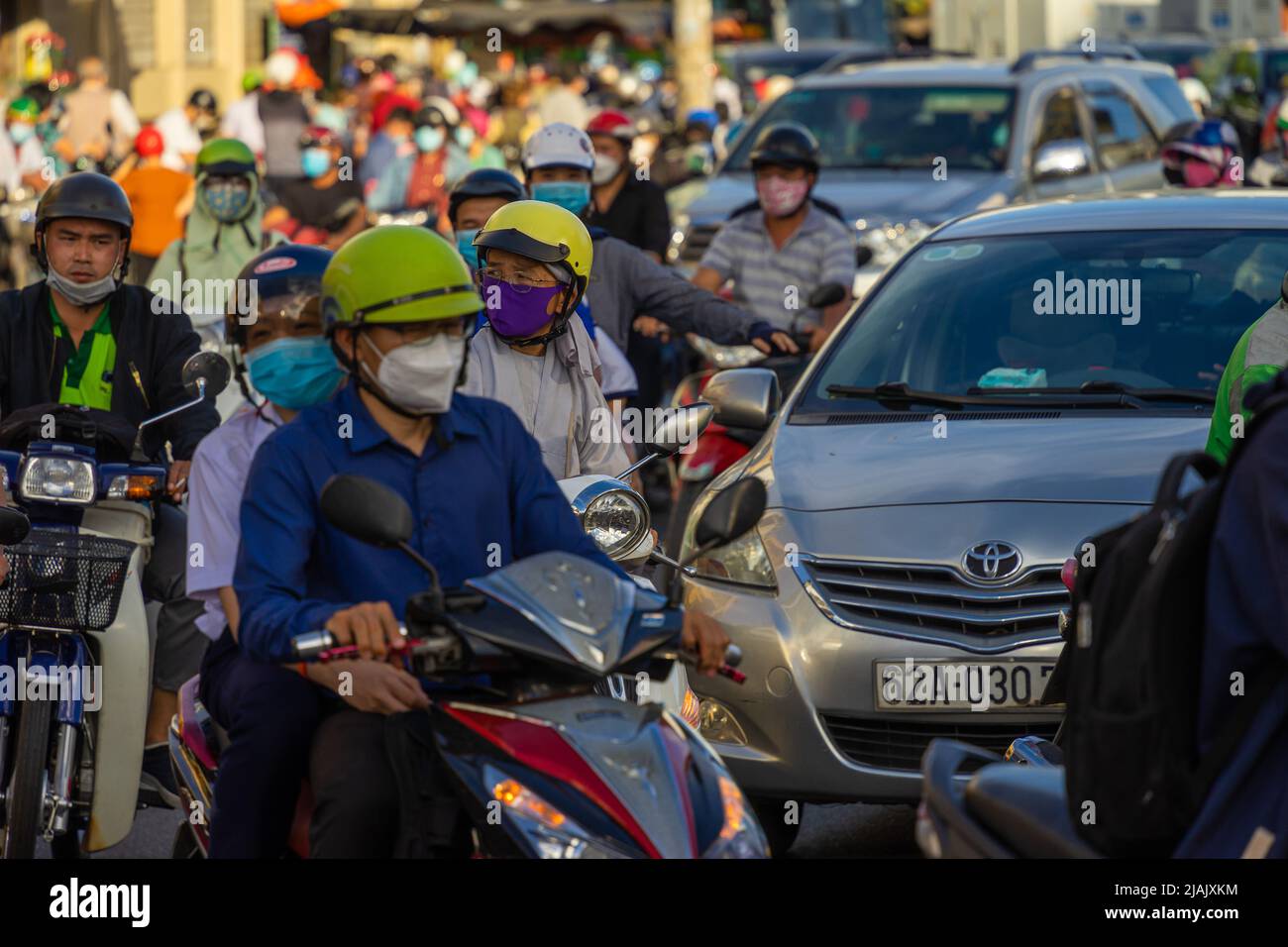 Ho Chi Minh city, Vietnam - 15 Feb 2022: Busy traffic jam during ...