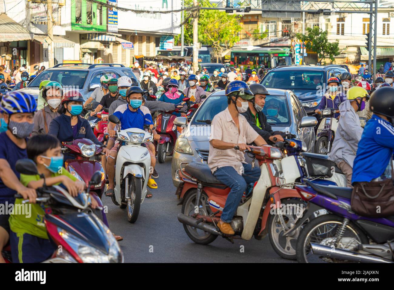 Ho Chi Minh city, Vietnam - 15 Feb 2022: Busy traffic jam during ...