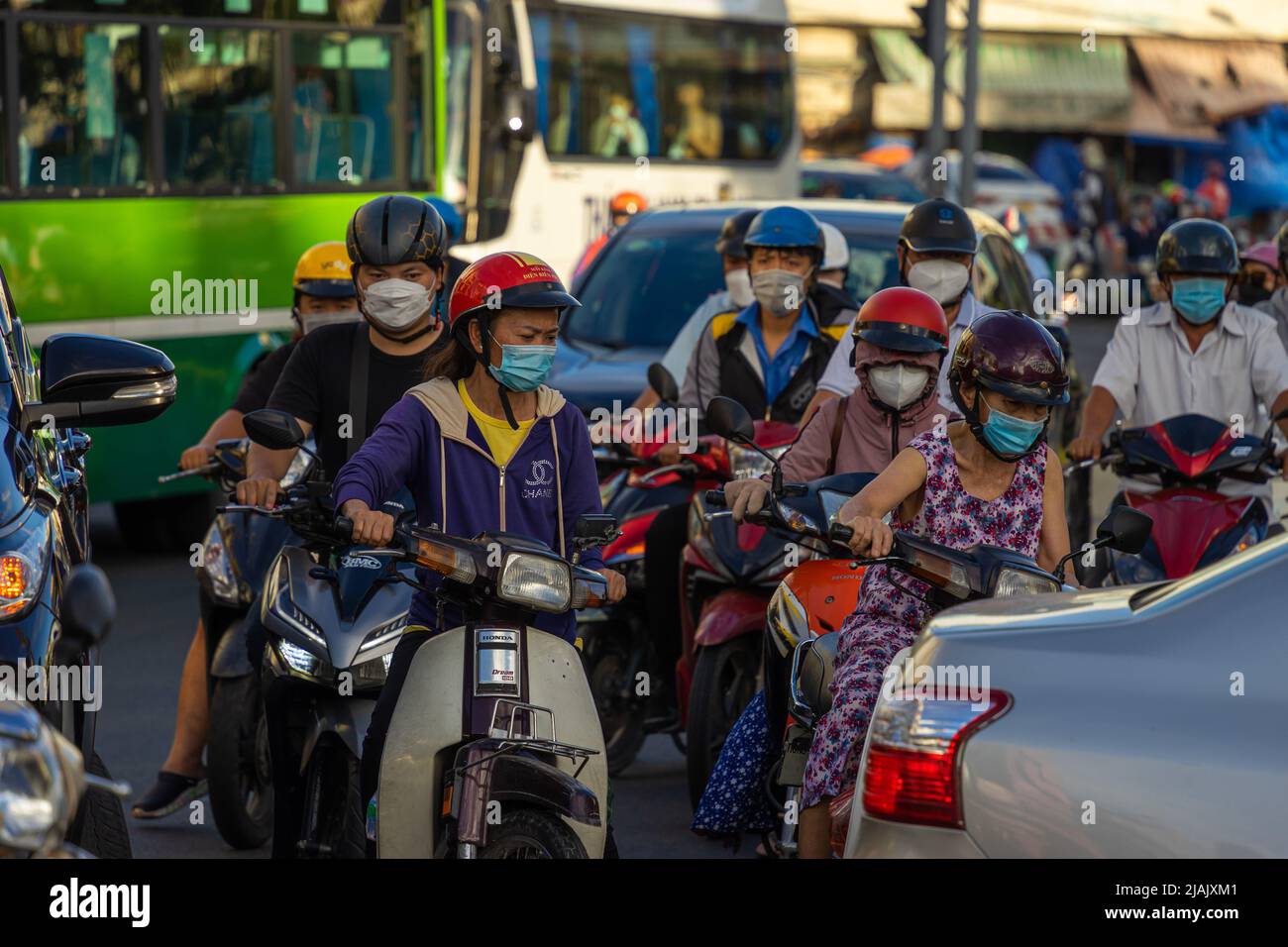 Ho Chi Minh city, Vietnam - 15 Feb 2022: Busy traffic jam during ...