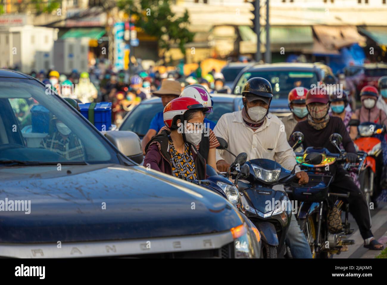 Ho Chi Minh city, Vietnam - 15 Feb 2022: Busy traffic jam during ...