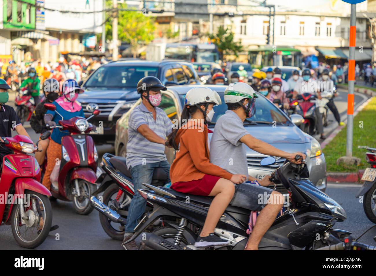 Ho Chi Minh city, Vietnam - 15 Feb 2022: Busy traffic jam during ...