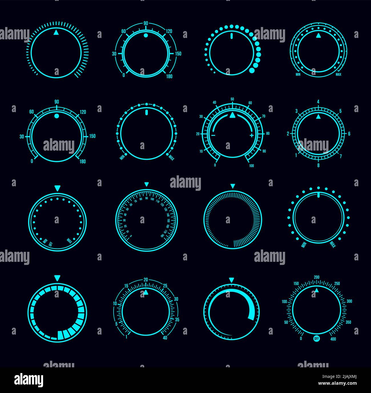 HUD dial interface, volume round knob switches, music sound control ...