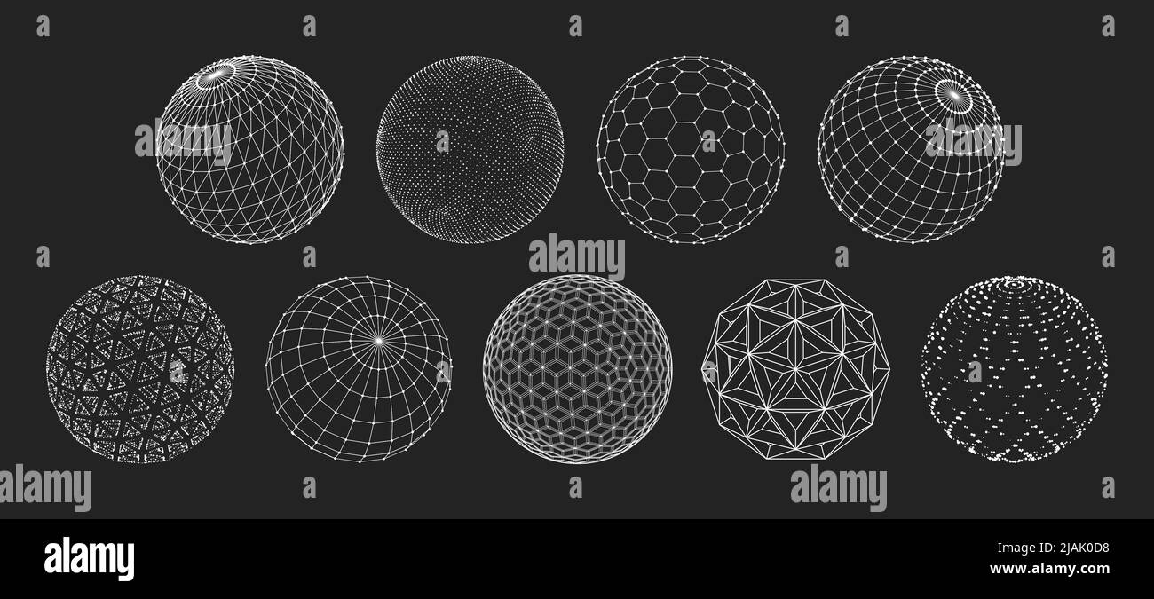 3d Sphere Mesh Grid Globe Or Ball In Circle Net Wire Vector Digital Earth 3d Sphere In 