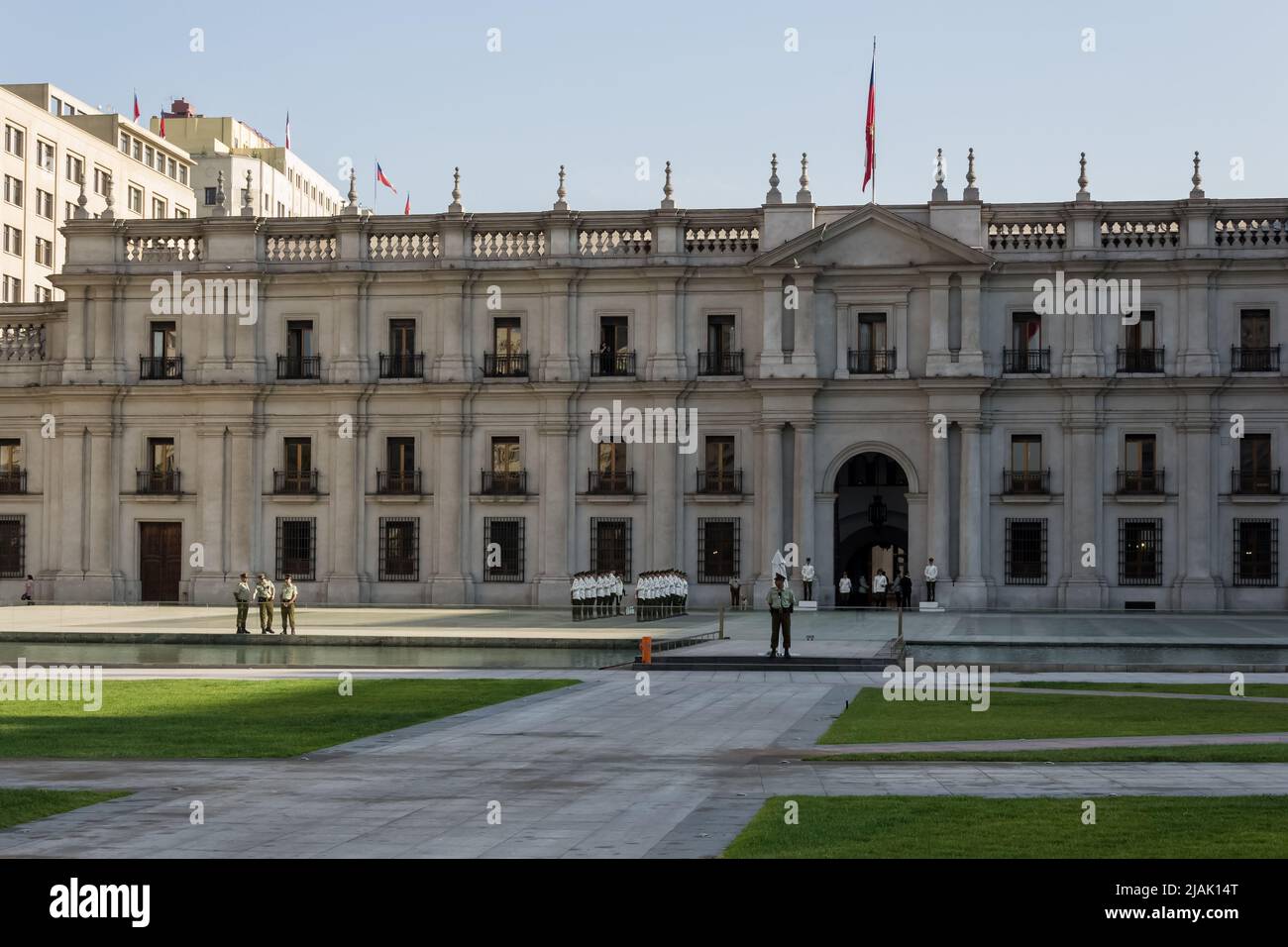 Architectural detail of the Palacio de La Moneda (Palace of the Mint ...
