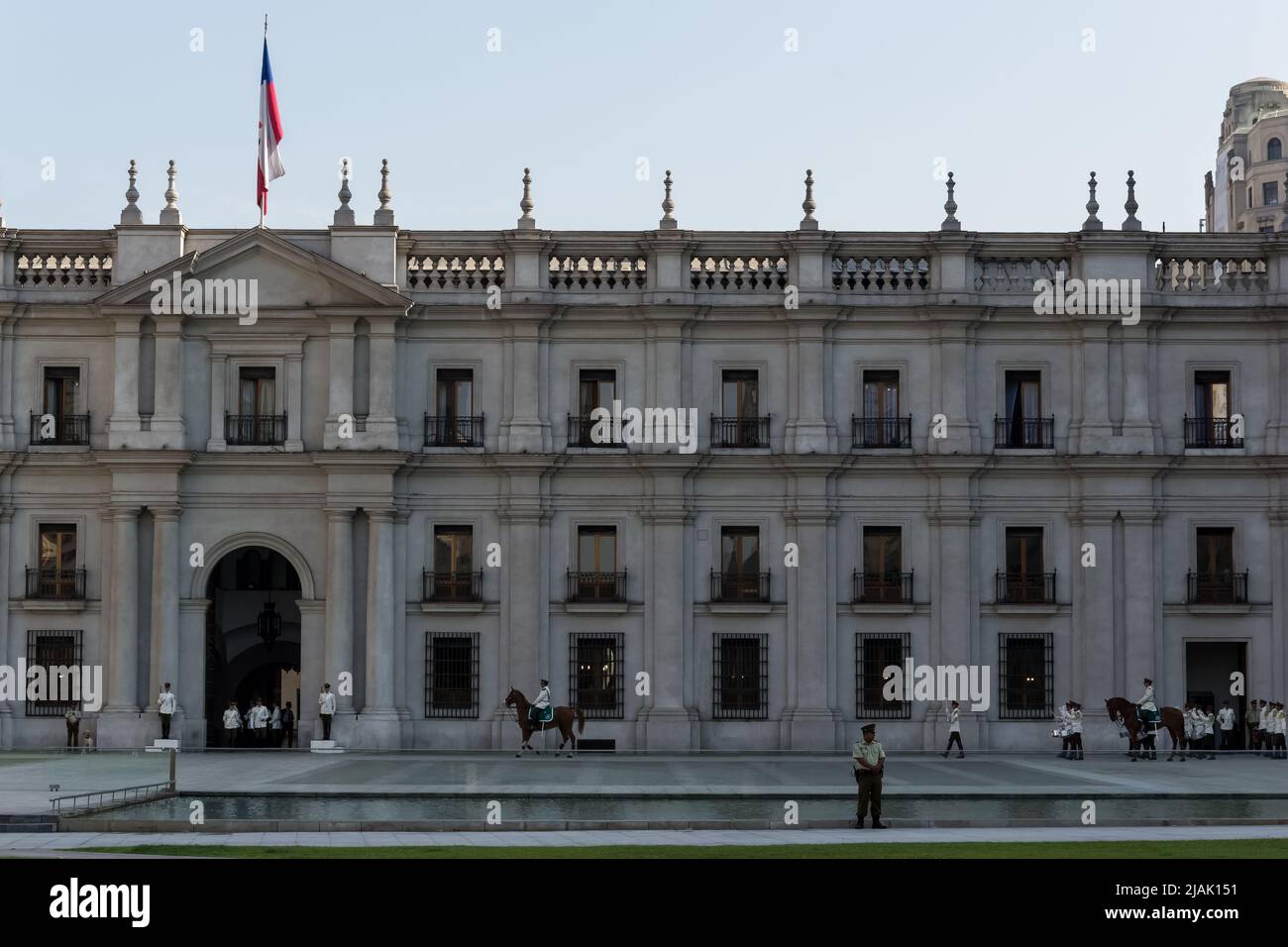 Architectural detail of the Palacio de La Moneda (Palace of the Mint ...