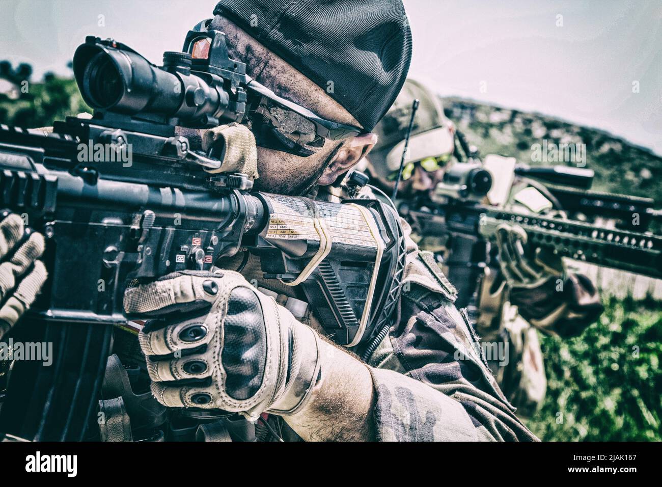 Two men aiming hi-res stock photography and images - Alamy