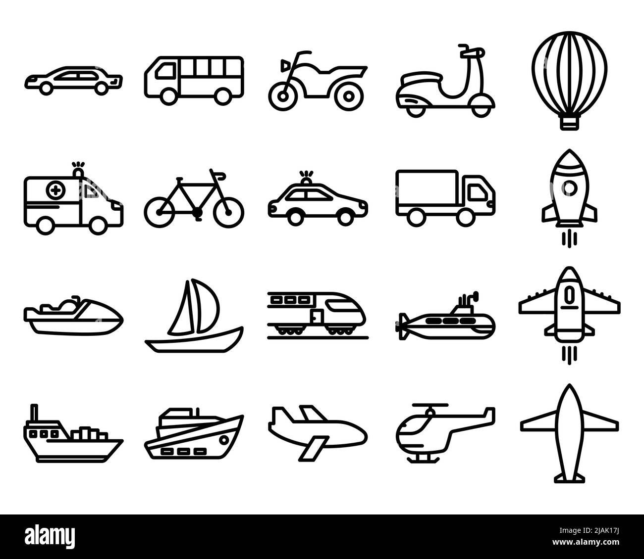 Transportation set icon vector. line icon style. Simple design ...