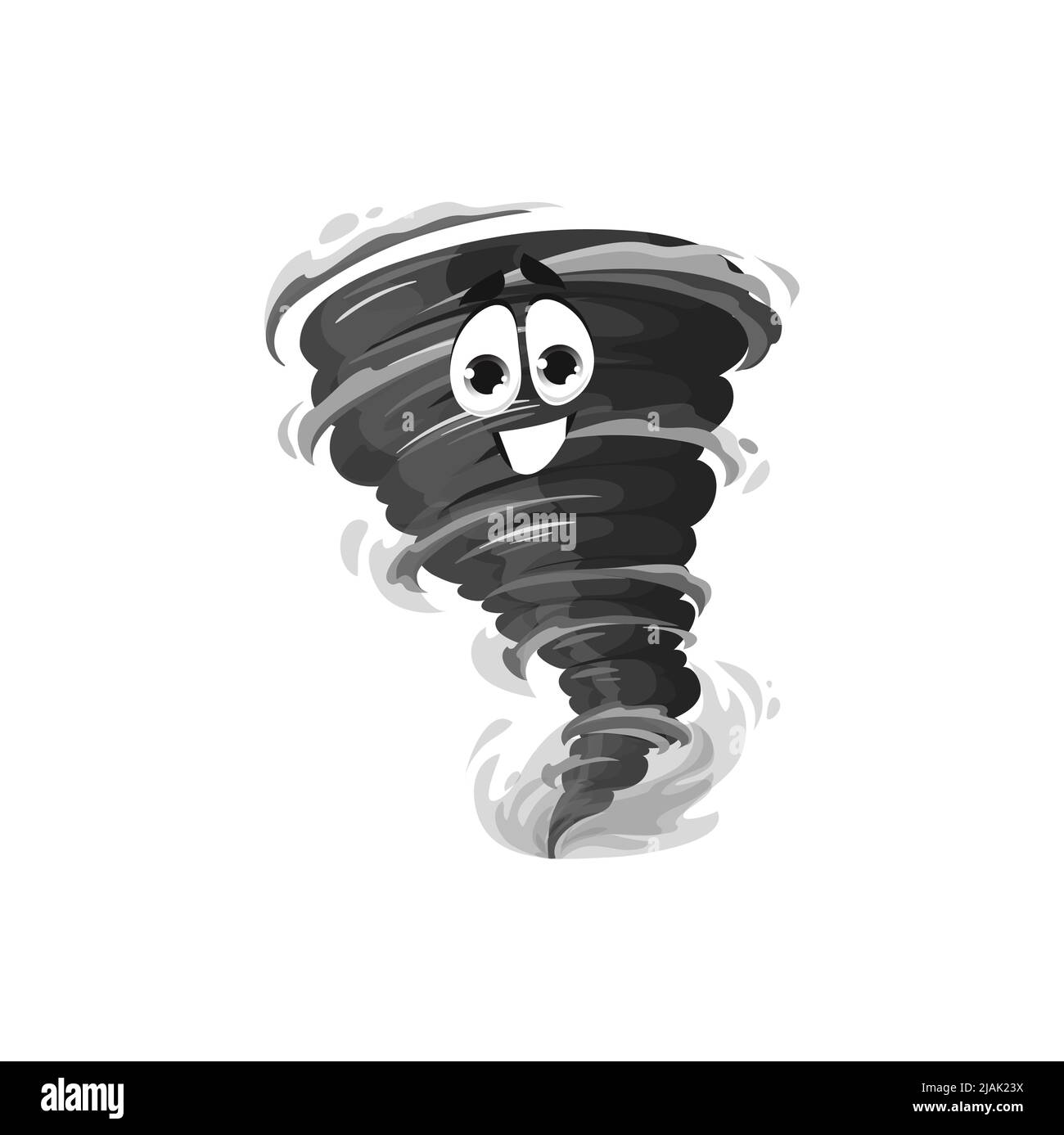Cartoon smiling tornado vortex character, funny vector storm whirl ...