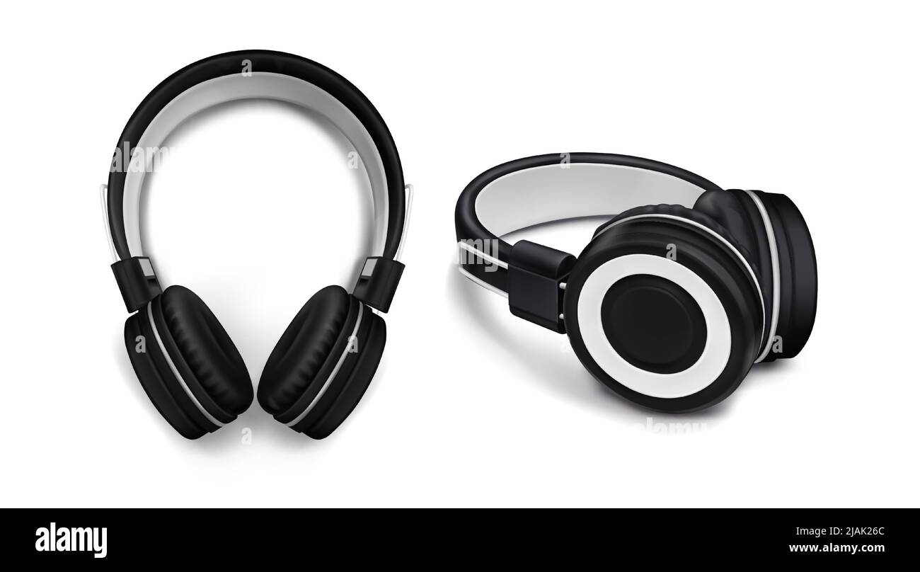 Black render 3d headphone Stock Vector Images - Alamy