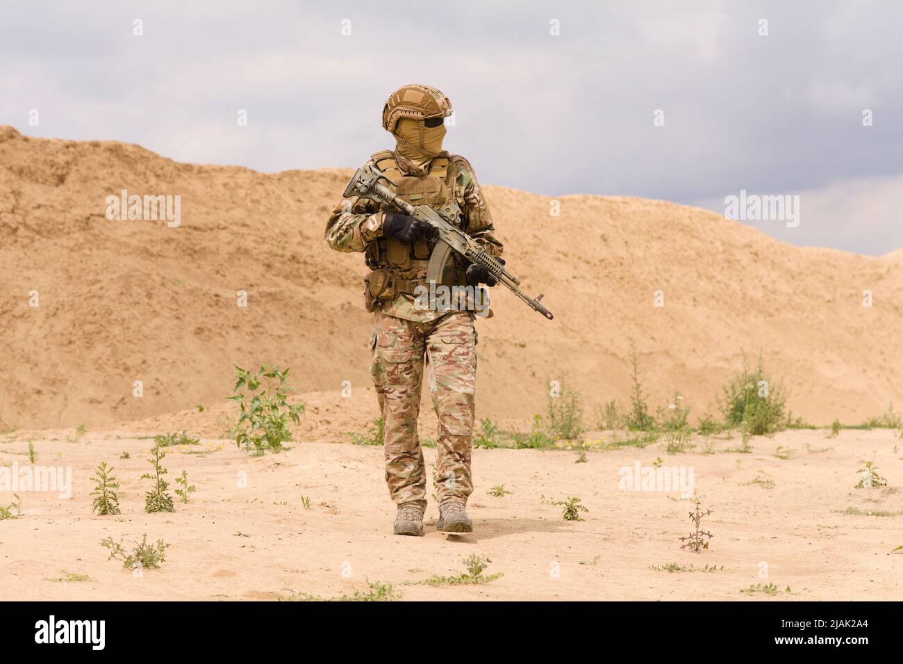 Equipped and armed special forces soldier during military operation in ...