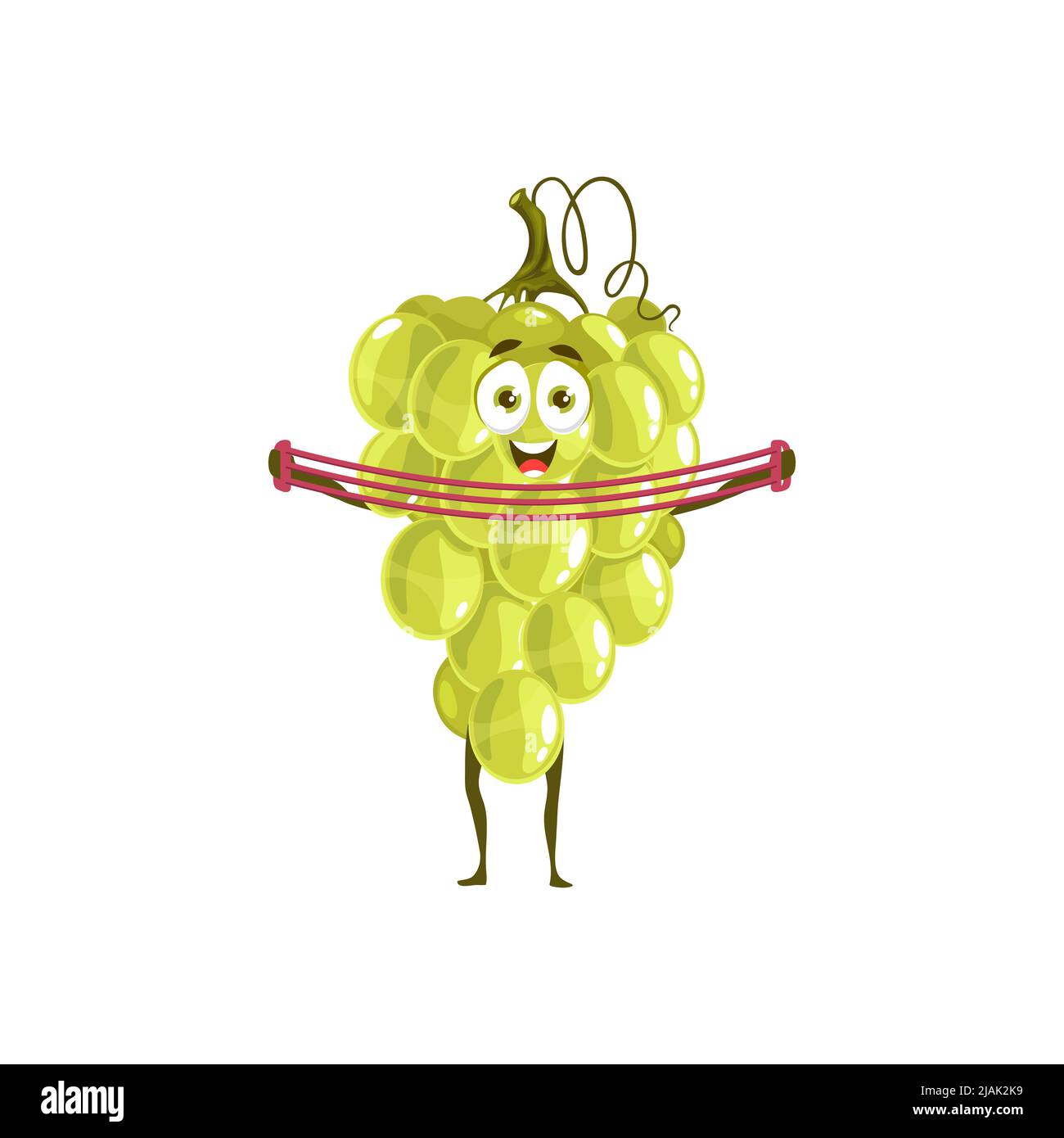 Happy grape mascot with expander. Cute ripe fruit character doing ...