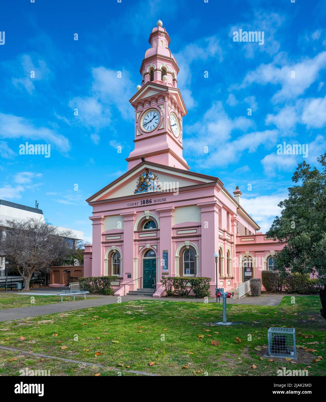 Front elevation of the pink historic inverell court house, In Inverell ...