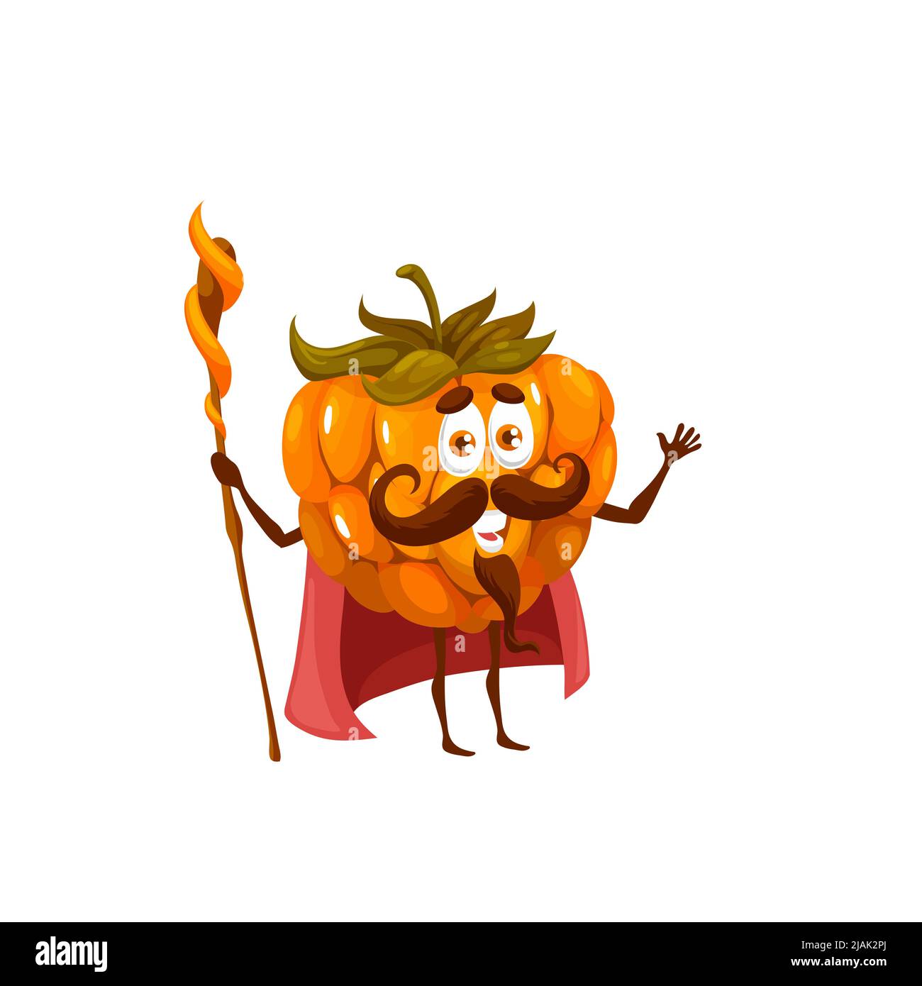 Cartoon cloudberry wizard or magician. Vector character with magic ...