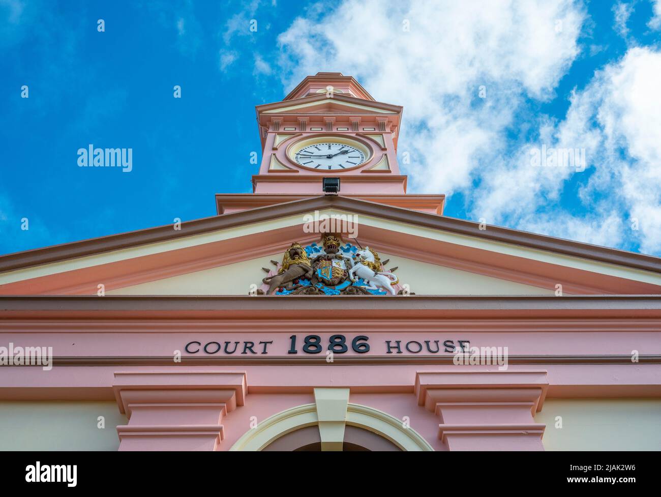 Front elevation of the pink historic inverell court house, In Inverell ...