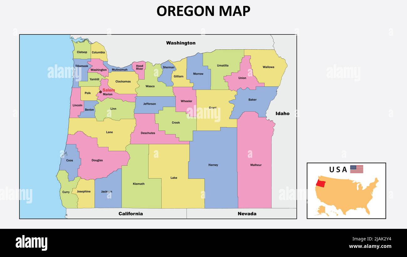 Us state oregon map vector vectors hi-res stock photography and images ...