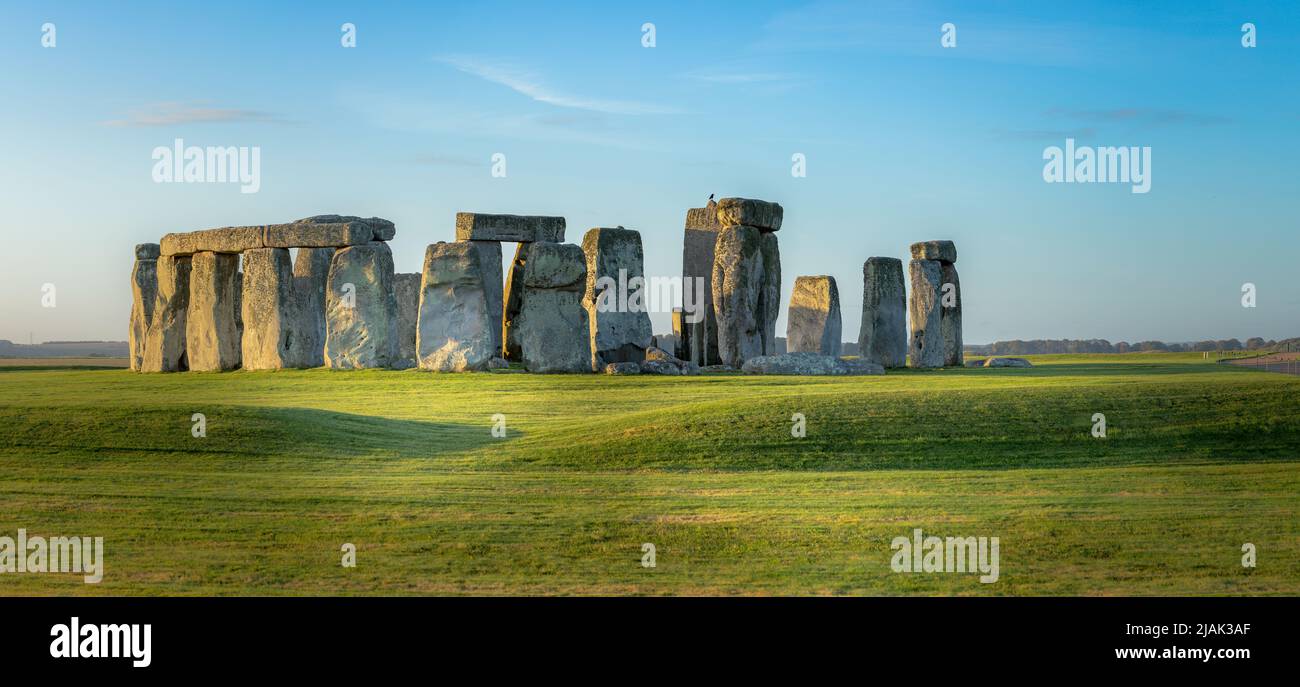 Panorama view of Stonehenge, a prehistoric and UNESCO site in England ...