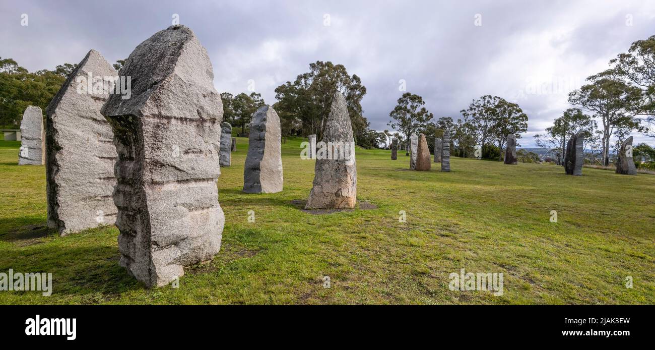The Australian Standing Stones, errected in 1992 in Glen Innes, the ...