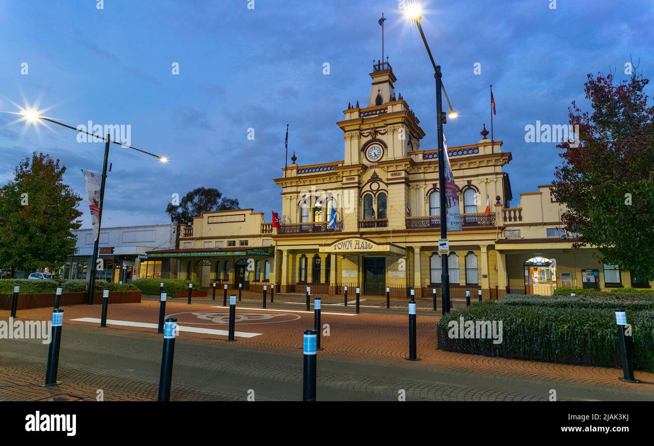 Front facade of the historic town hall in Glen Innes, New England, new ...