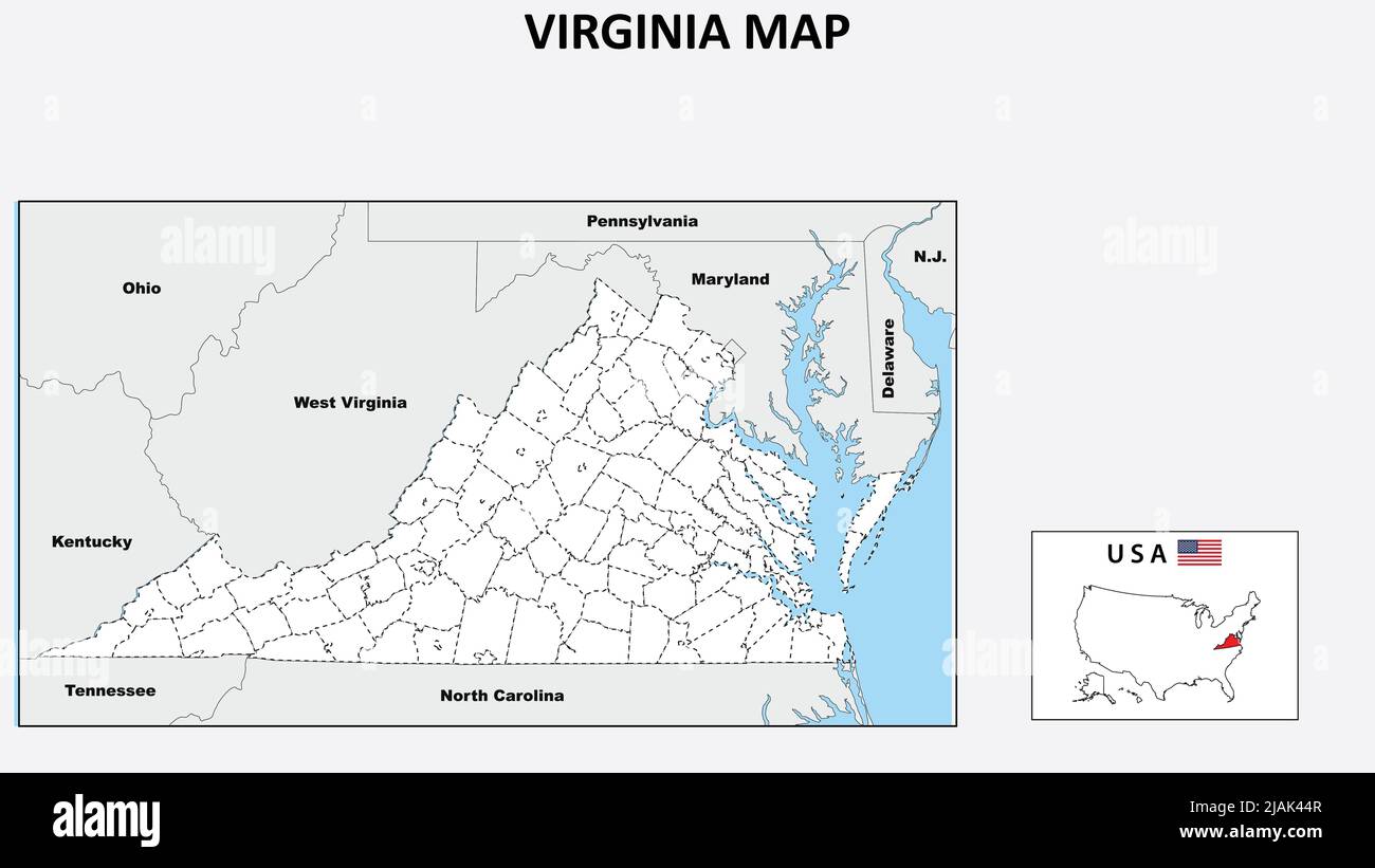 Map of virginia state outline Stock Vector Images - Alamy