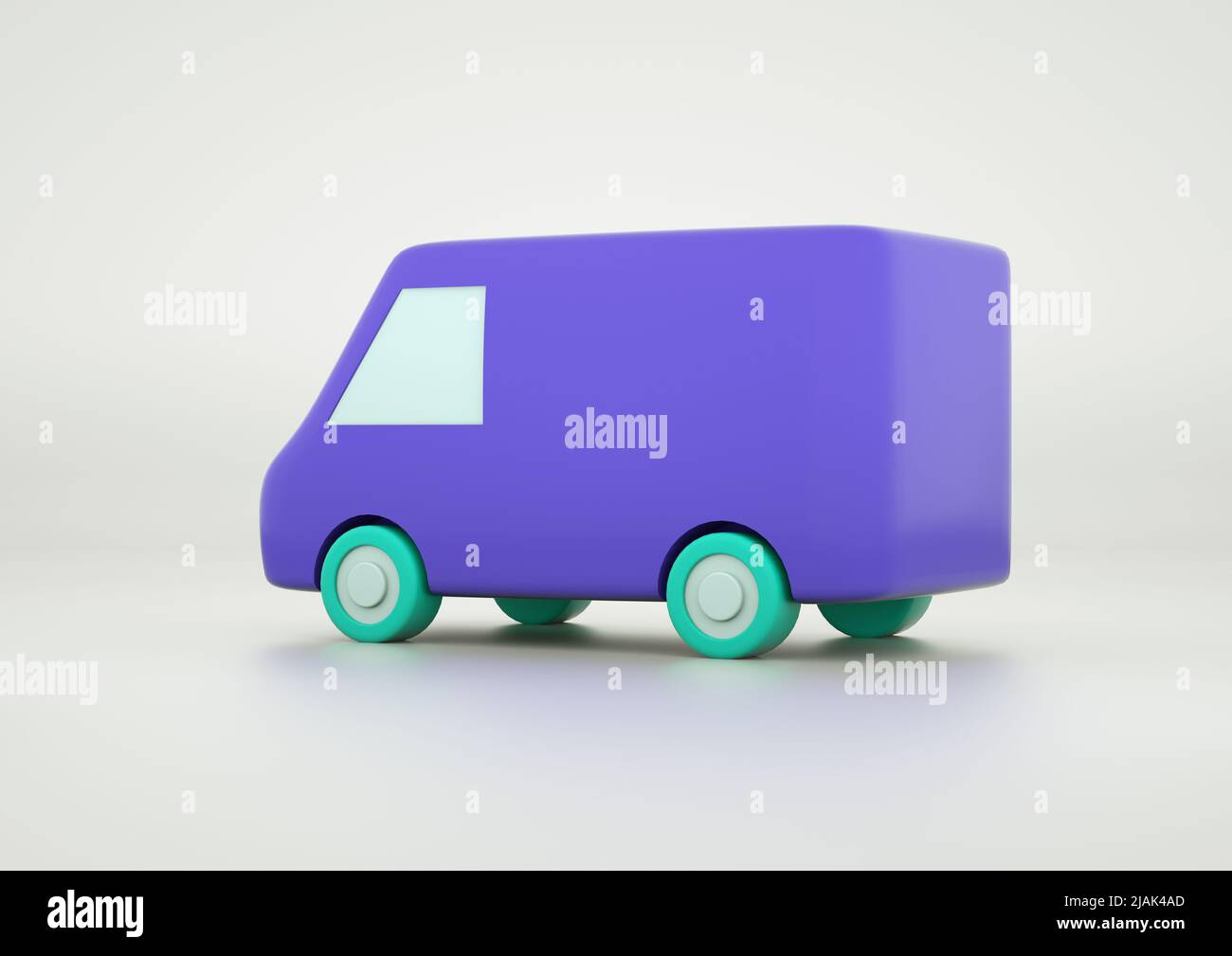 Purple delivery van with green wheels 3d render Stock Photo - Alamy