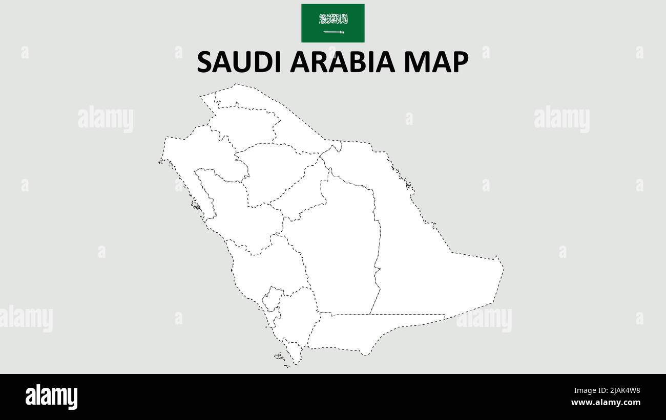 Saudi Arabia Map. Saudi Arabia Map with white background and line map ...