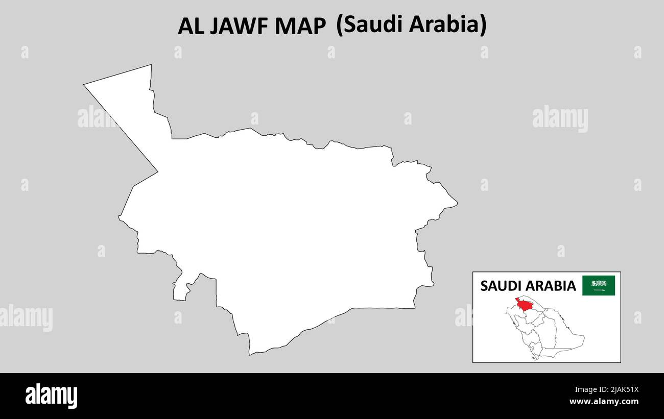 Al Jawf Map.Al Jawf Map Saudi Arabia with white background and line map ...