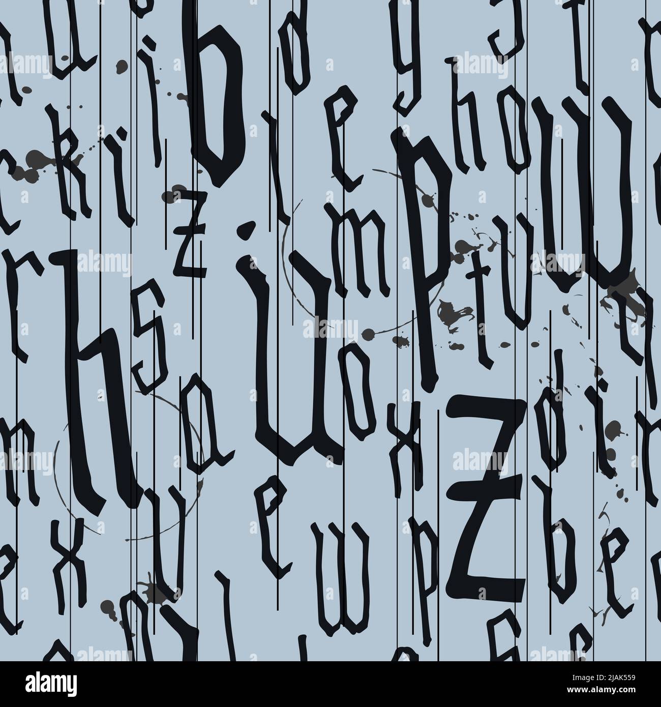 Pattern seamless Gothic style alphabet calligraphy, lettering. Ink ...