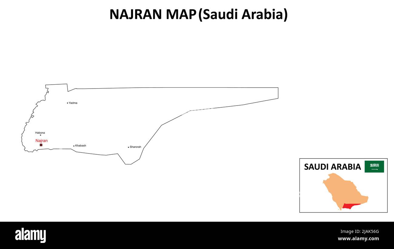 Najran Map. Najran Map of Saudi Arabia with white background and all ...